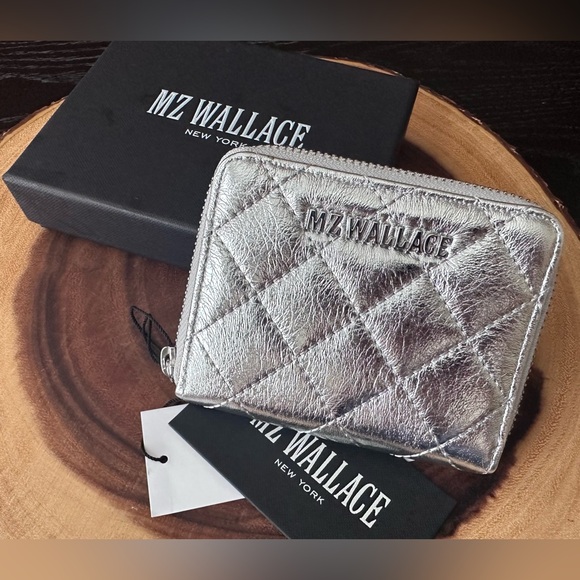 MZ Wallace | Bags | Mz Wallace Silver Candy Small Zip Round Wallet Nwt Sold Out On Mzw | Poshmark